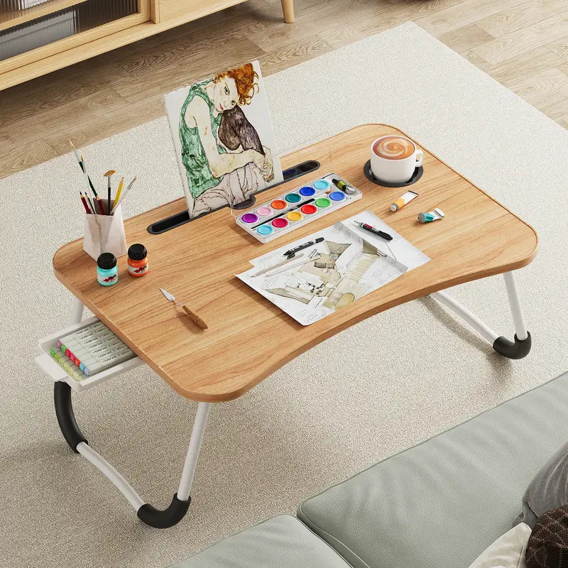 Foldable Lap Desk with Drawer – Laptop Bed Tray – Futu With